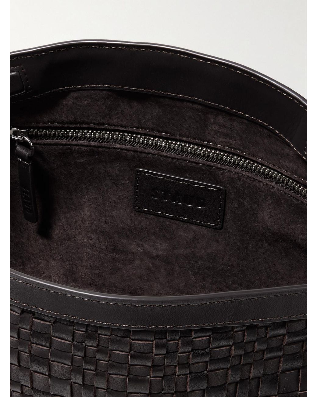 STAUD Maude Woven Leather Clutch in Black | Lyst