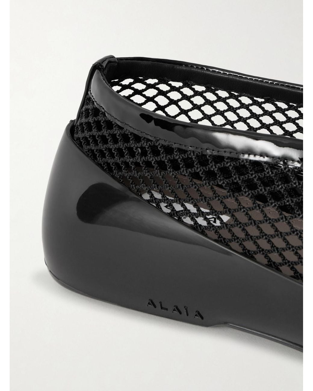 Alaïa Patent Leather-Trimmed Mesh And Rubber Ballet Flats in Black ...