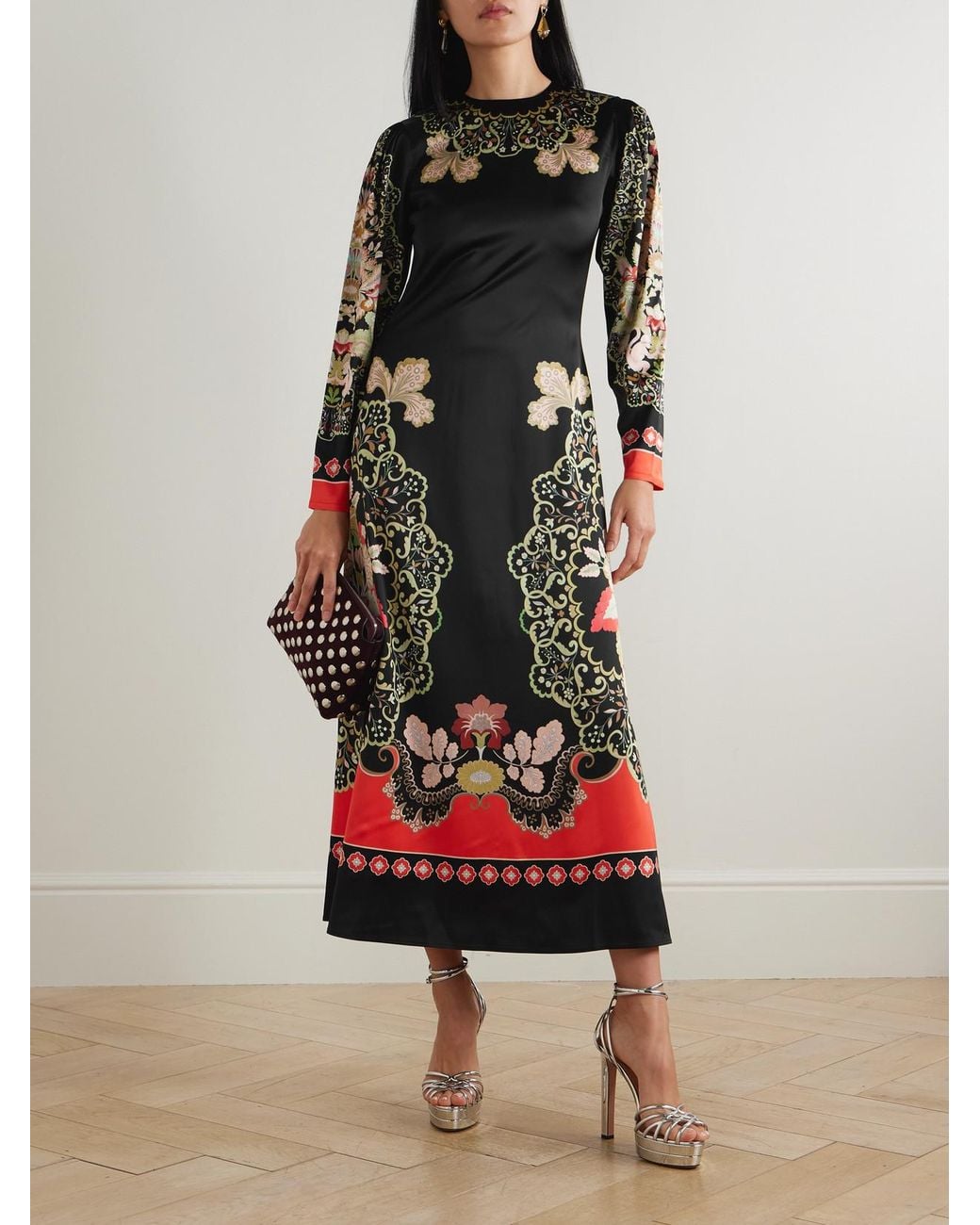 La DoubleJ Icon Clingy Swing Floral-Print Stretch-Satin Maxi Dress in ...