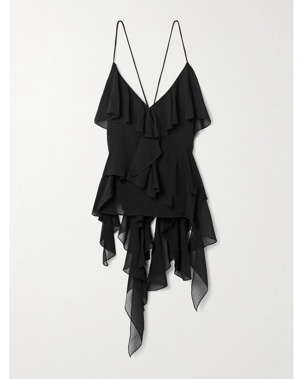 Aje. Valentine Ruffled Crepe Tank in Black | Lyst