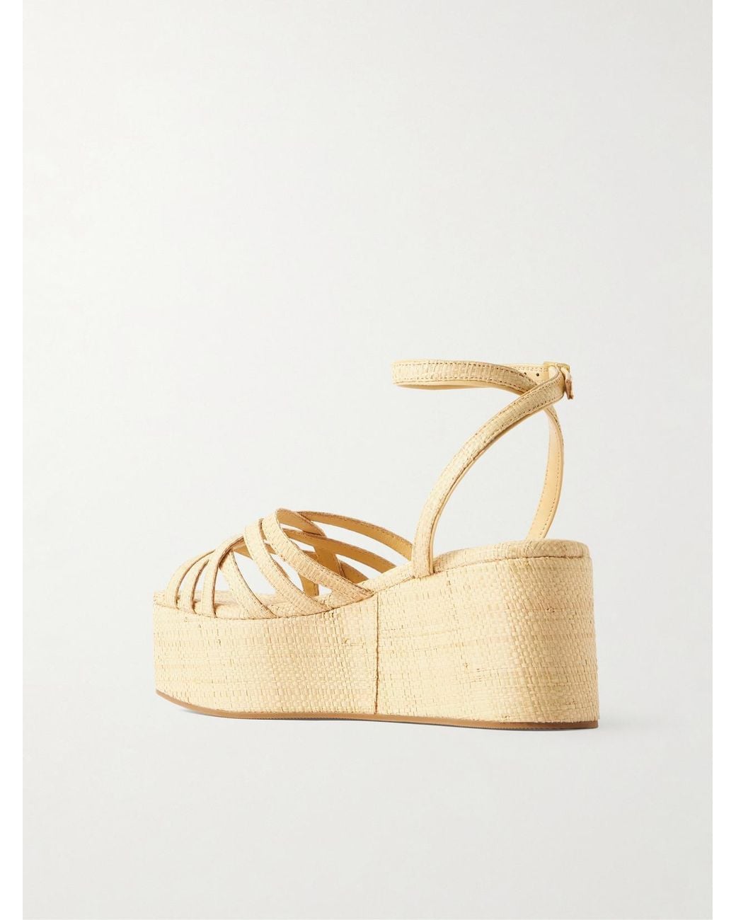 Loeffler Randall Channing Raffia Platform Wedge Sandals in Natural | Lyst