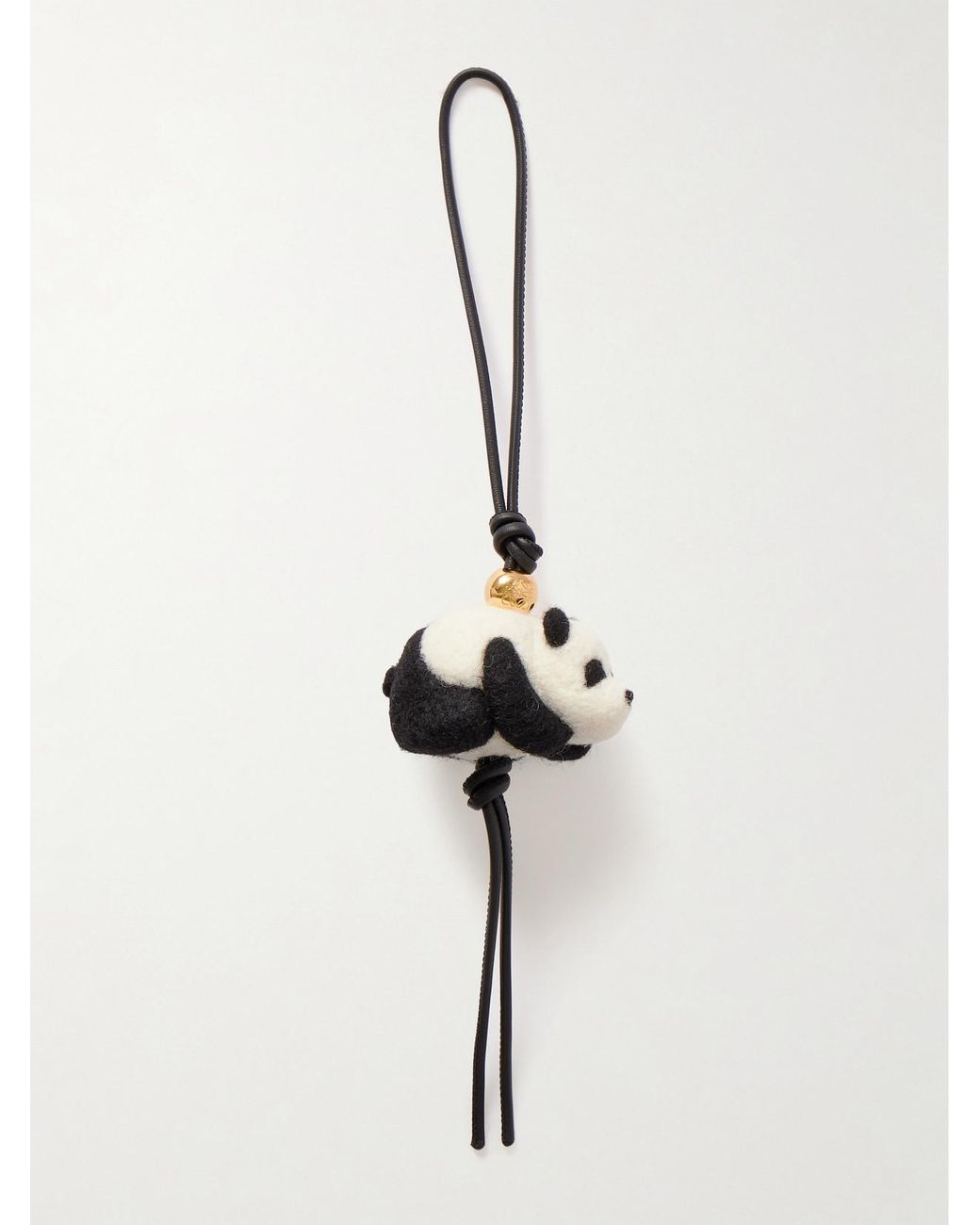 Loewe Suna Fujita Panda Felt, Leather And-Tone Bag Charm in Natural | Lyst