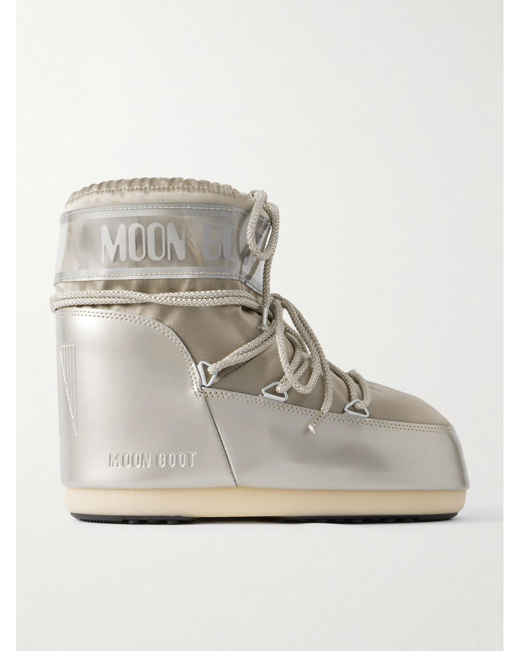 Moon Boot Icon Glow Glance Metallic Satin And Pvc Snow Boots in Natural ...