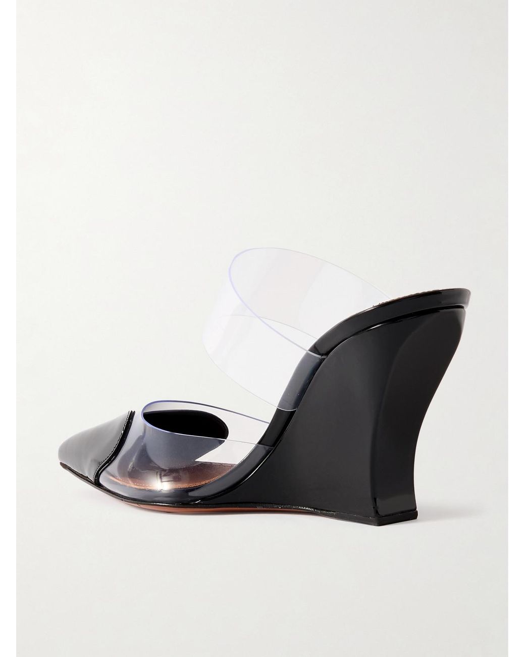 Alaïa Le Cœur Pvc; Leather Wedge Mules in Black | Lyst