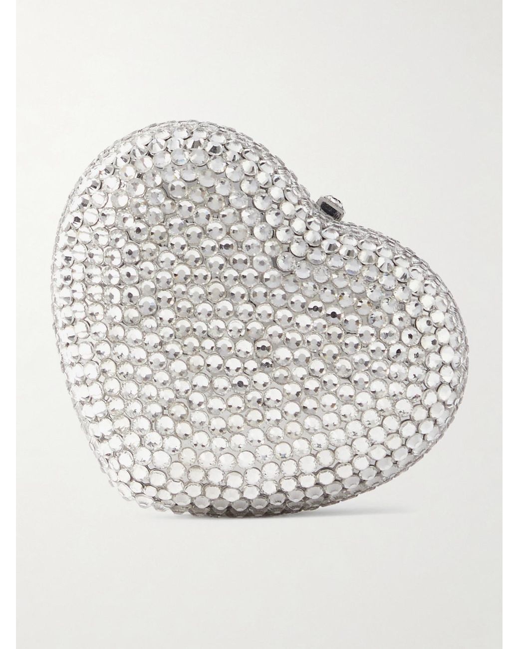 Judith Leiber Heart Mini Crystal-Embellished-Tone Pill Box in Gray | Lyst