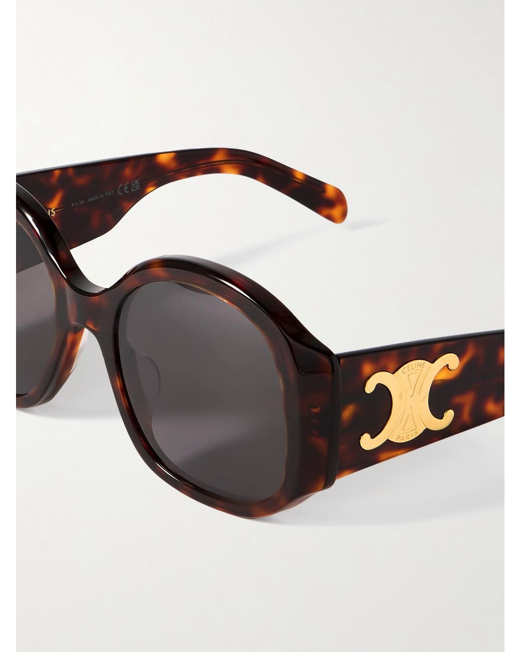 Celine Maxi Triomphe Round-Frame Acetate Sunglasses in Black | Lyst