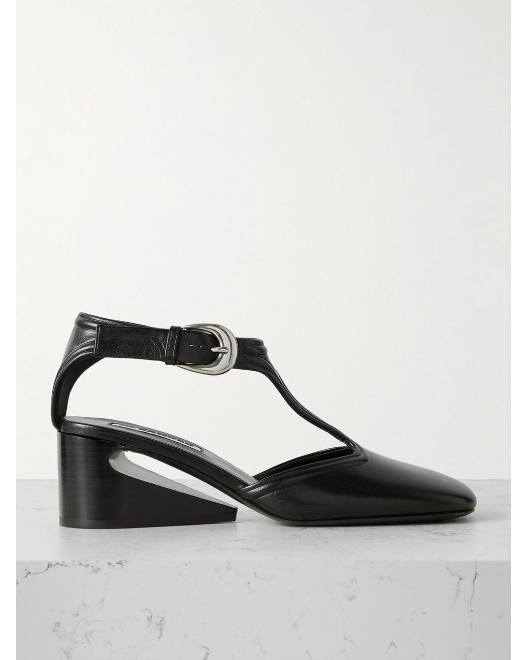 Jil Sander Leather Mary Jane Pumps in Black | Lyst