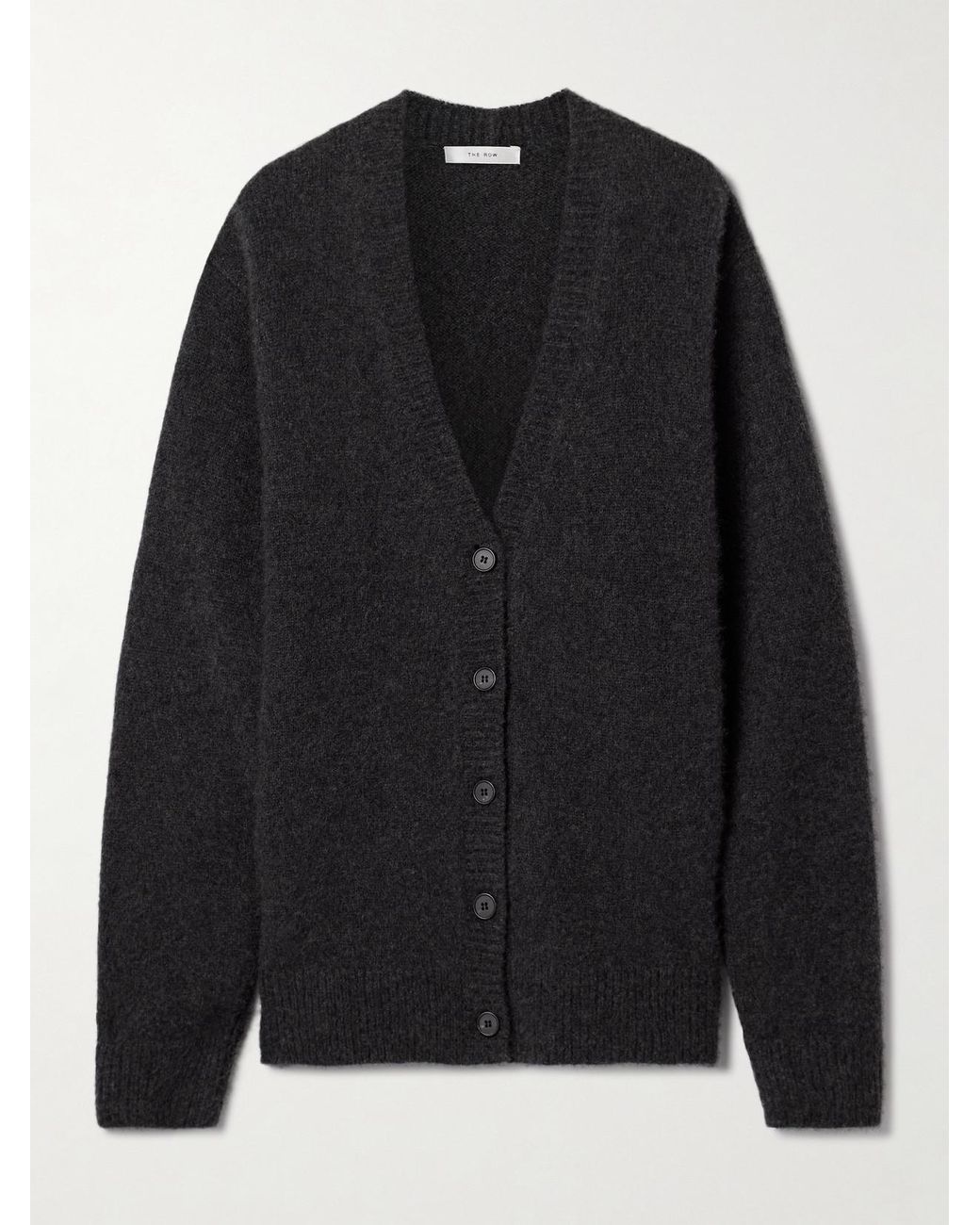 The Row Hime Brushed Cashmere And Silk-Blend Cardigan in Black | Lyst