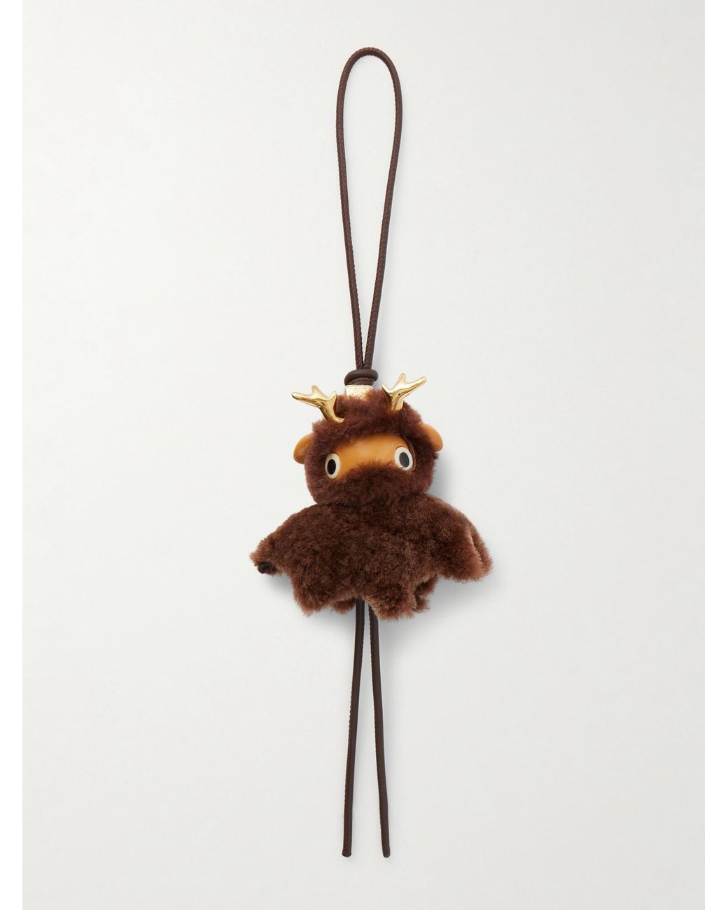 Loewe Fawnie Leather-Trimmed Shearling, Acetate And-Tone Bag Charm in ...