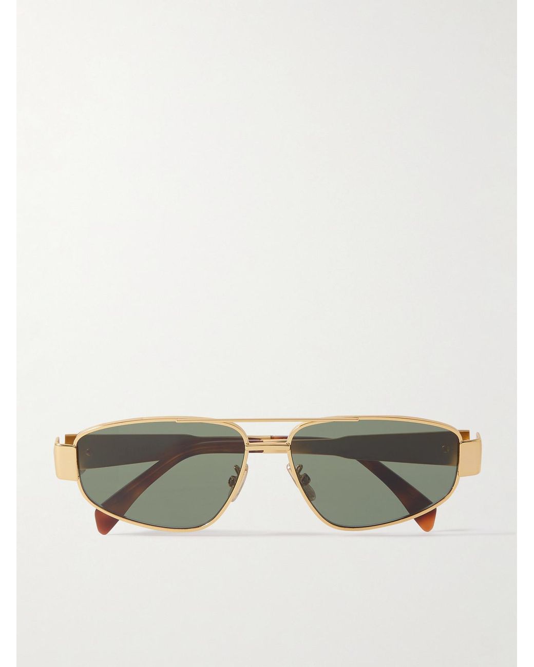 Celine Triomphe Aviator-Style-Tone And Acetate Sunglasses in Metallic ...