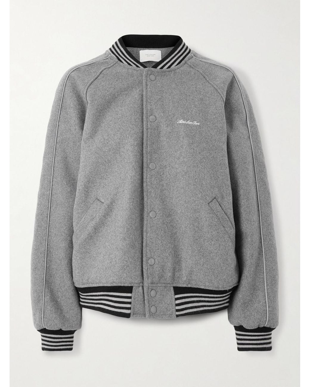 Aimé Leon Dore Wool Varsity Jacket in Grey | Lyst UK