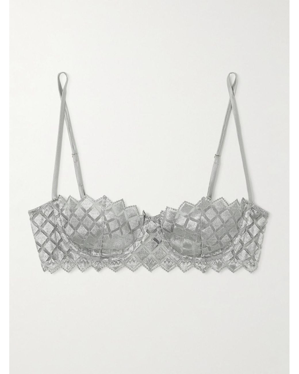 Kiki de Montparnasse Lamine Embroidered Silk-Blend Tulle Underwired ...