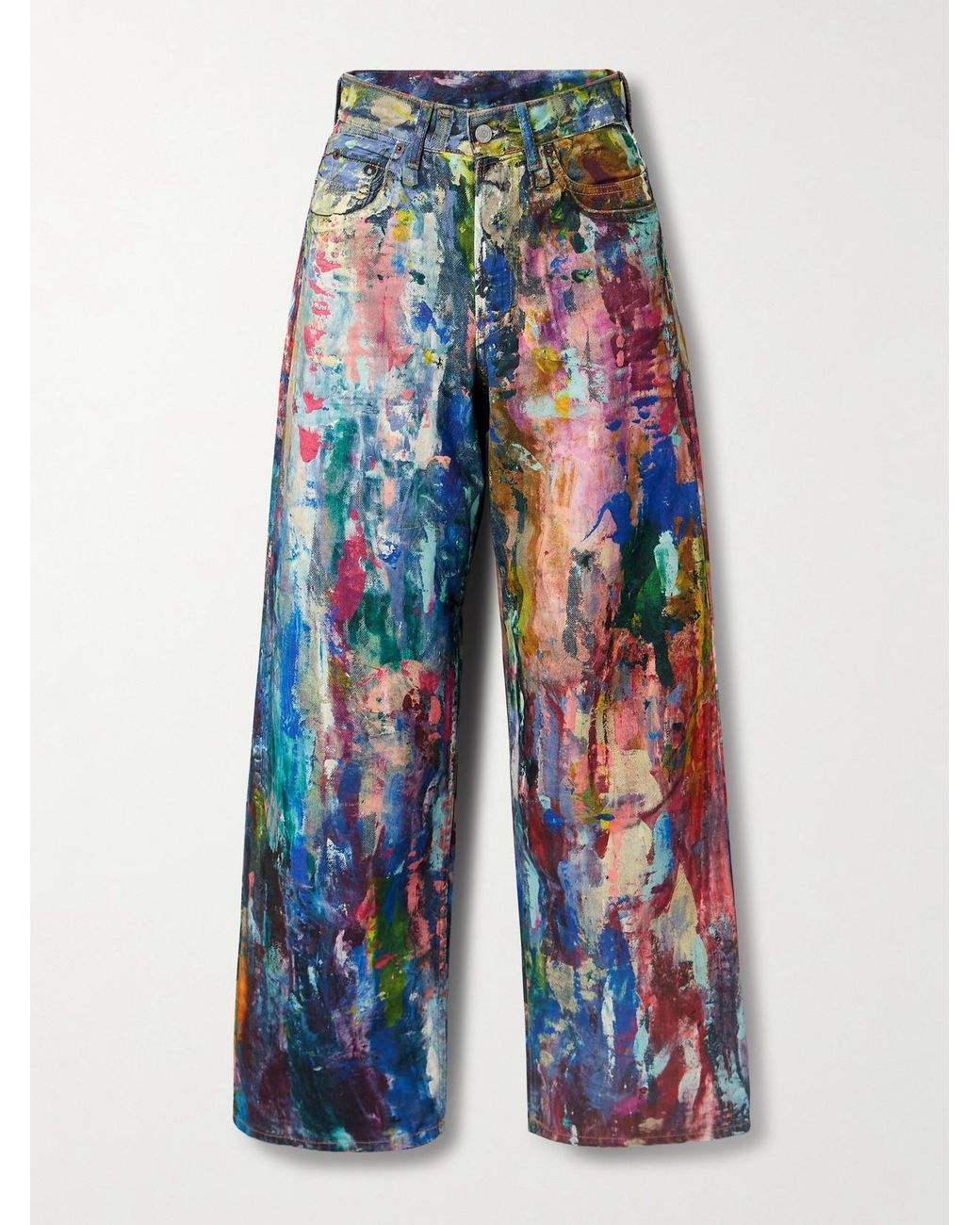 Acne Studios 1981 Printed Low-Rise Wide-Leg Jeans in Blue | Lyst