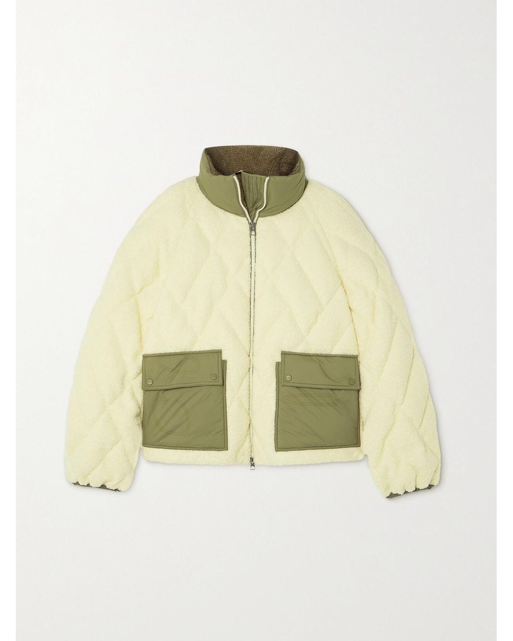 Moncler Jonquille Shell-Trimmed Quilted Fleece Down Jacket in Natural ...