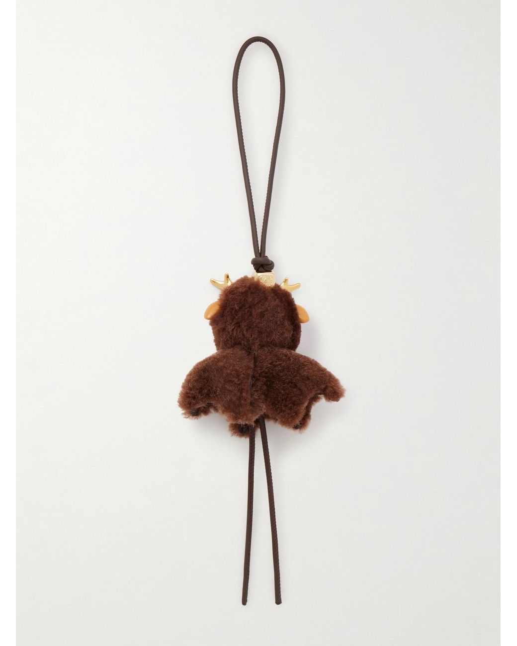 Loewe Fawnie Leather-Trimmed Shearling, Acetate And-Tone Bag Charm in ...