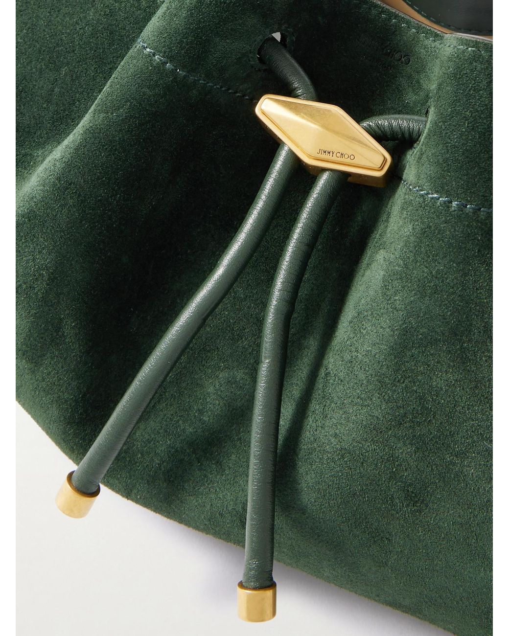 Jimmy Choo Cinch Medium Leather-Trimmed Suede Shoulder Bag in Green | Lyst