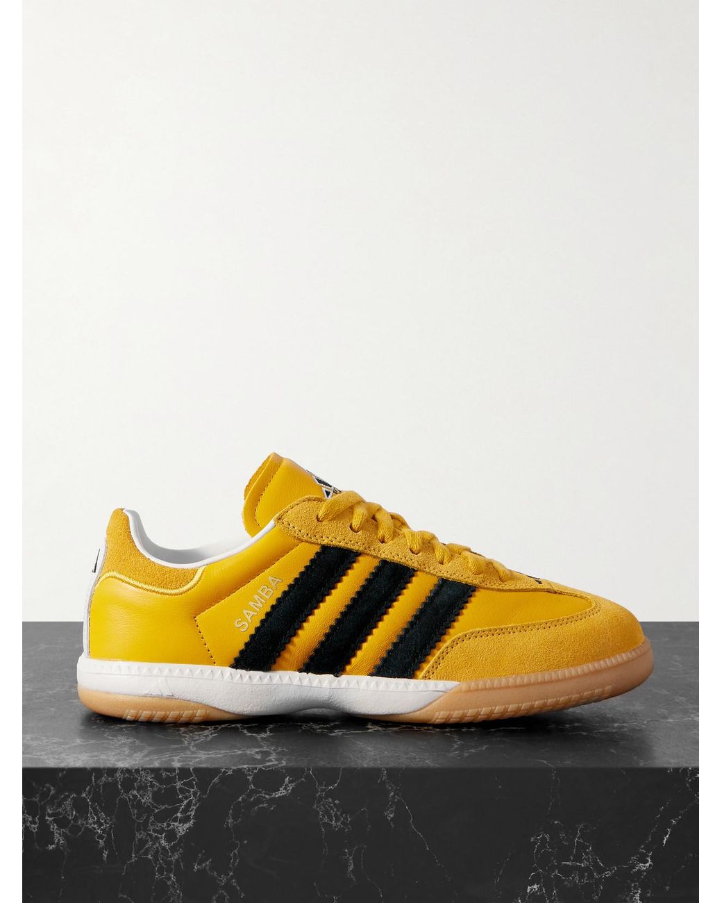 adidas Originals Samba Mn Suede-Trimmed Leather Sneakers in Yellow | Lyst