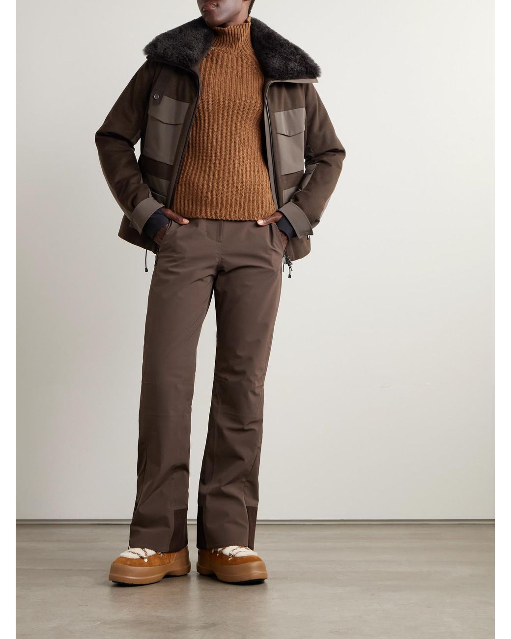 Sease Belted Plush And Twill-Trimmed Wool And Cashmere-Blend Felt Down ...