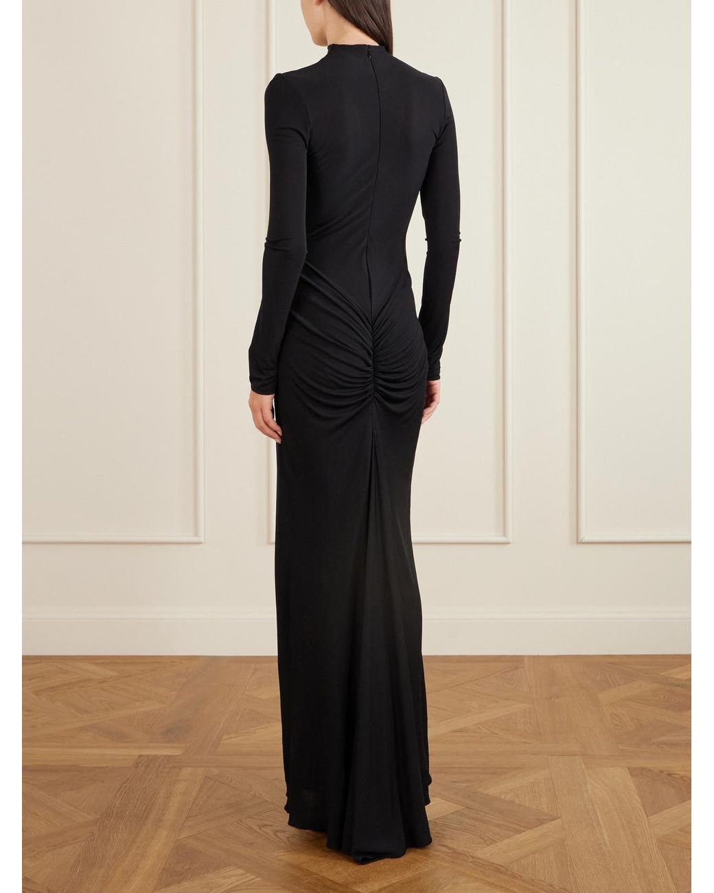 Alaïa Jersey Mock-Neck Gown in Black | Lyst UK