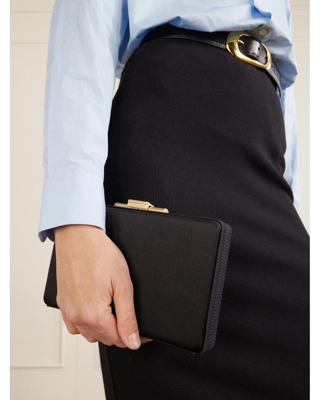 Victoria Beckham Box Canvas Clutch in Black | Lyst UK