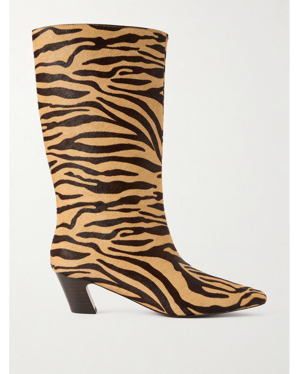 Loeffler Randall Cleo Zebra-Print Calf Hair Knee Boots in Brown | Lyst