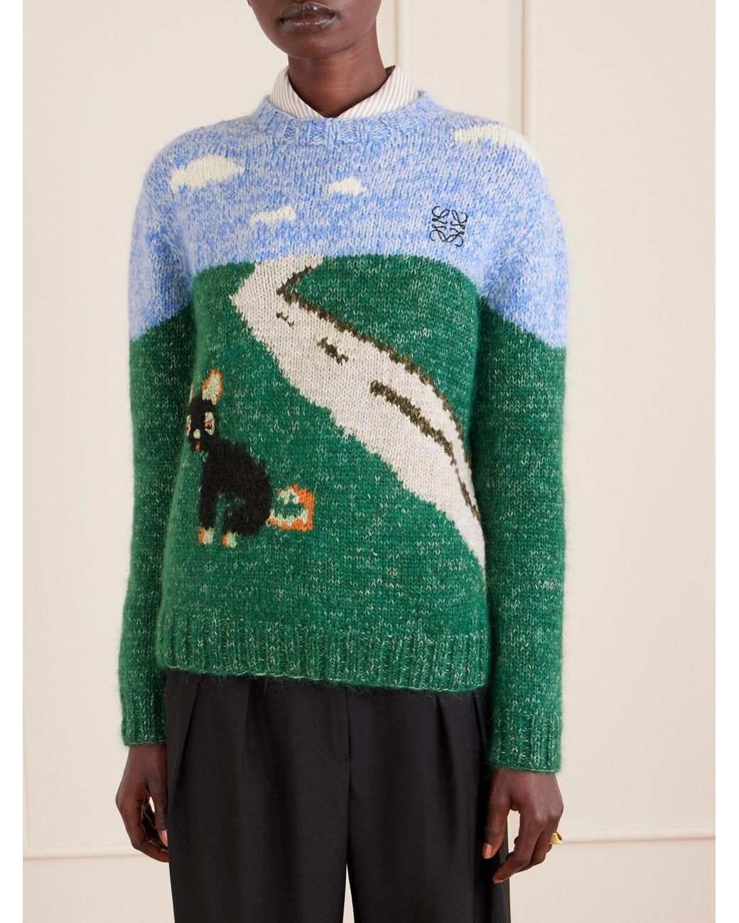 Loewe Luis Wain Knitted Wool-Blend Sweater in Green | Lyst UK