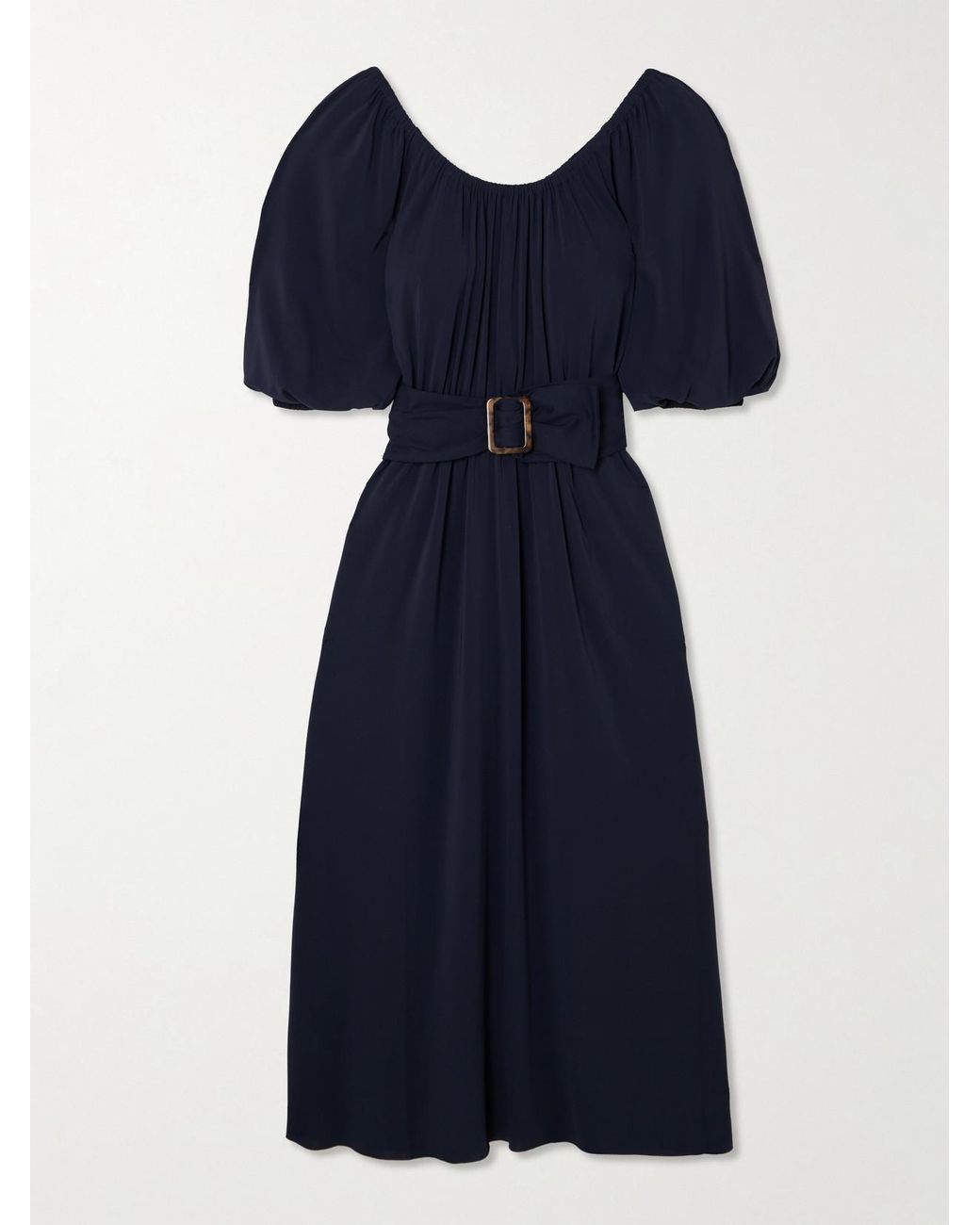 Eres Gabriela Belted Gathered Stretch-Jersey Midi Dress in Blue | Lyst