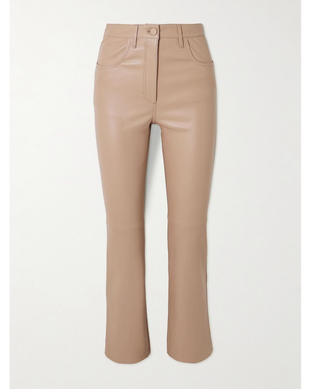 JOSEPH Duke Cropped Leather Straight-Leg Pants in Natural | Lyst