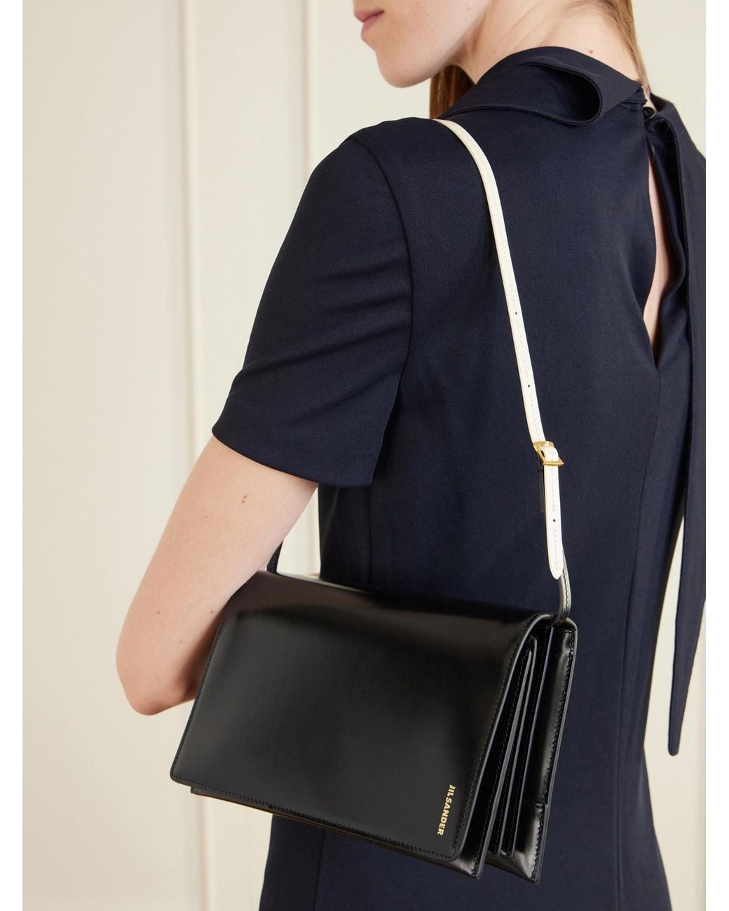 Jil Sander File Small Leather Shoulder Bag in White | Lyst