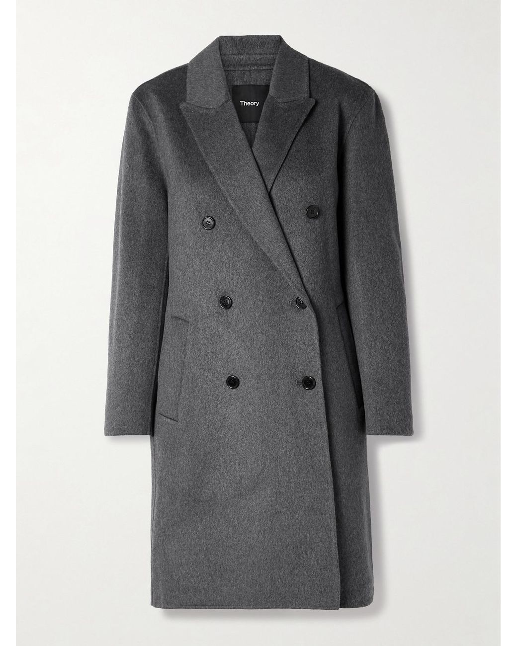 Theory Double-Breasted Wool And Cashmere-Blend Felt Coat in Gray | Lyst