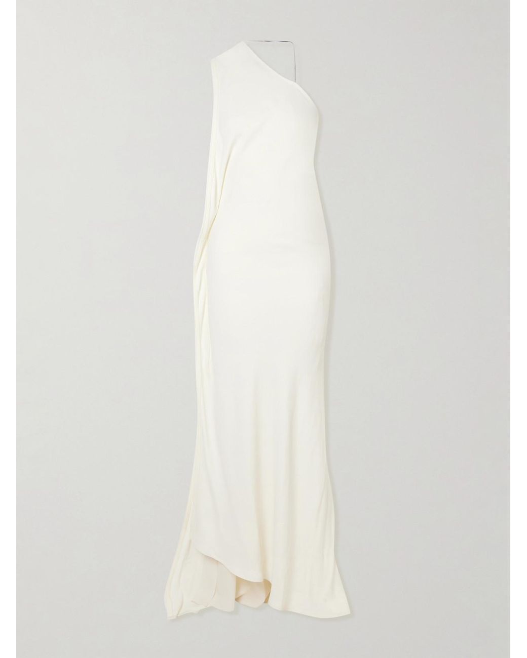 Victoria Beckham One-Shoulder Open-Back Embellished Draped Ribbed-Knit ...