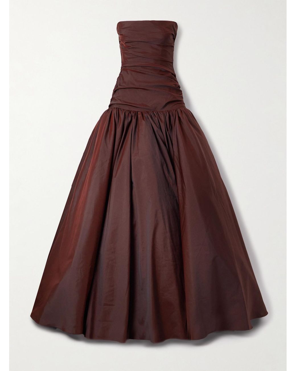 Marmar Halim Strapless Draped Taffeta Gown in Purple | Lyst