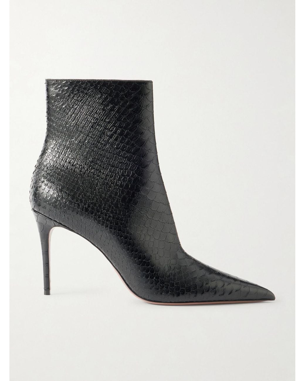 Paris Texas Vera Snake-Effect Leather Ankle Boots in Black | Lyst