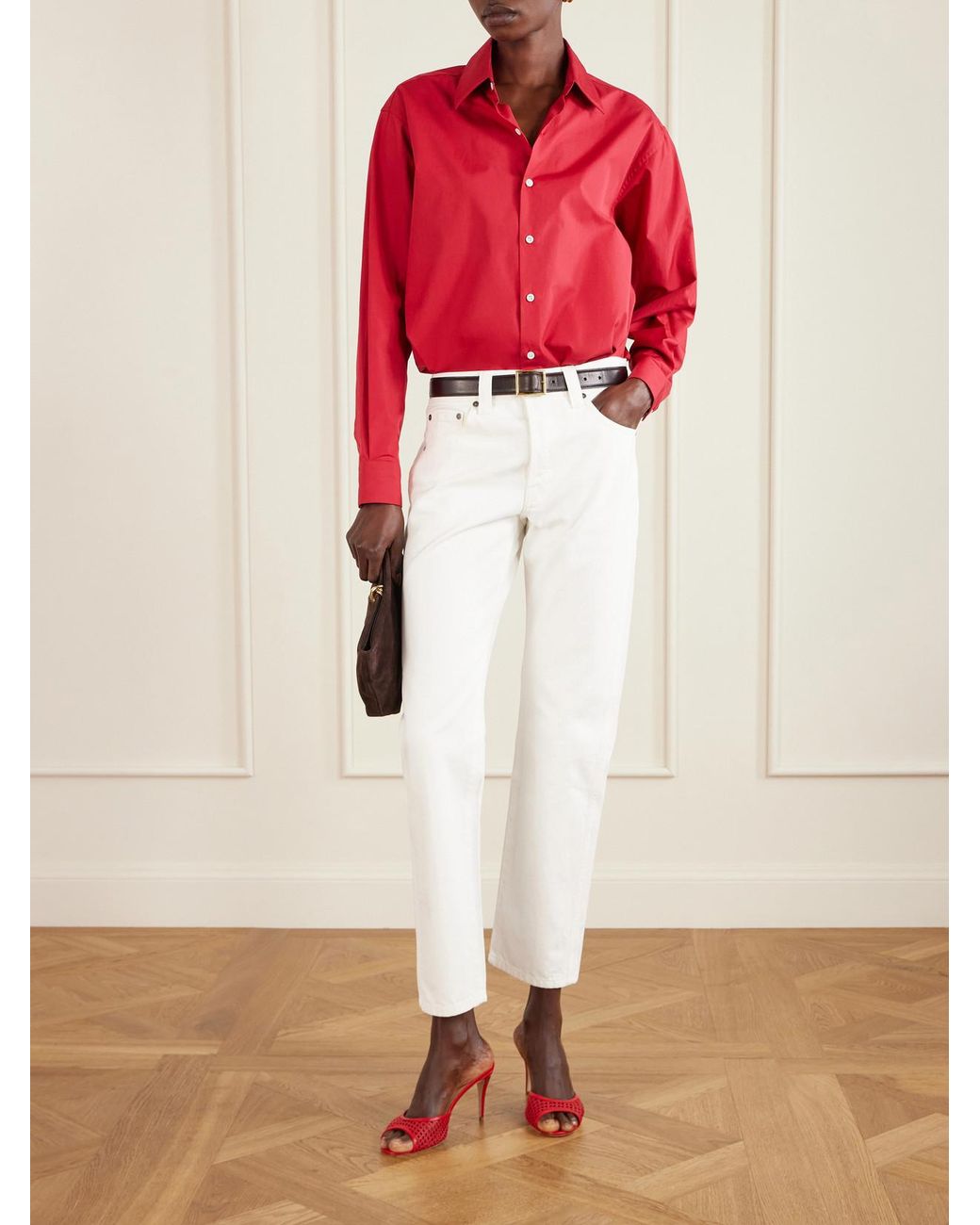Jennifer Chamandi Guido 85 Woven Leather Mules in Red | Lyst