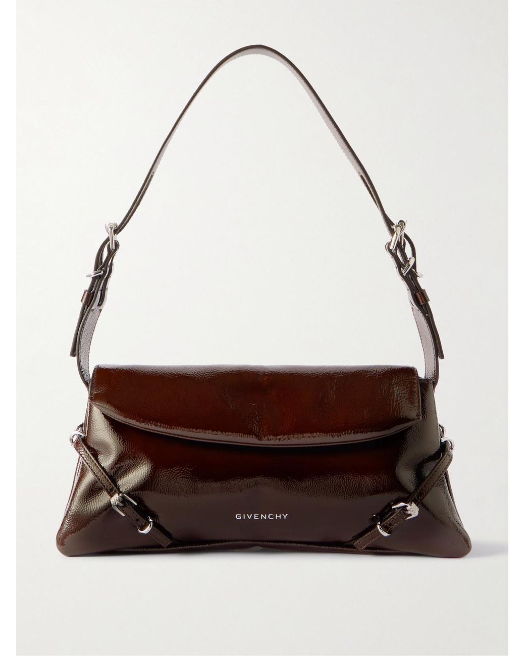 Givenchy P'Tit Voyou Small Buckle-Embellished Glossed Textured-Leather ...