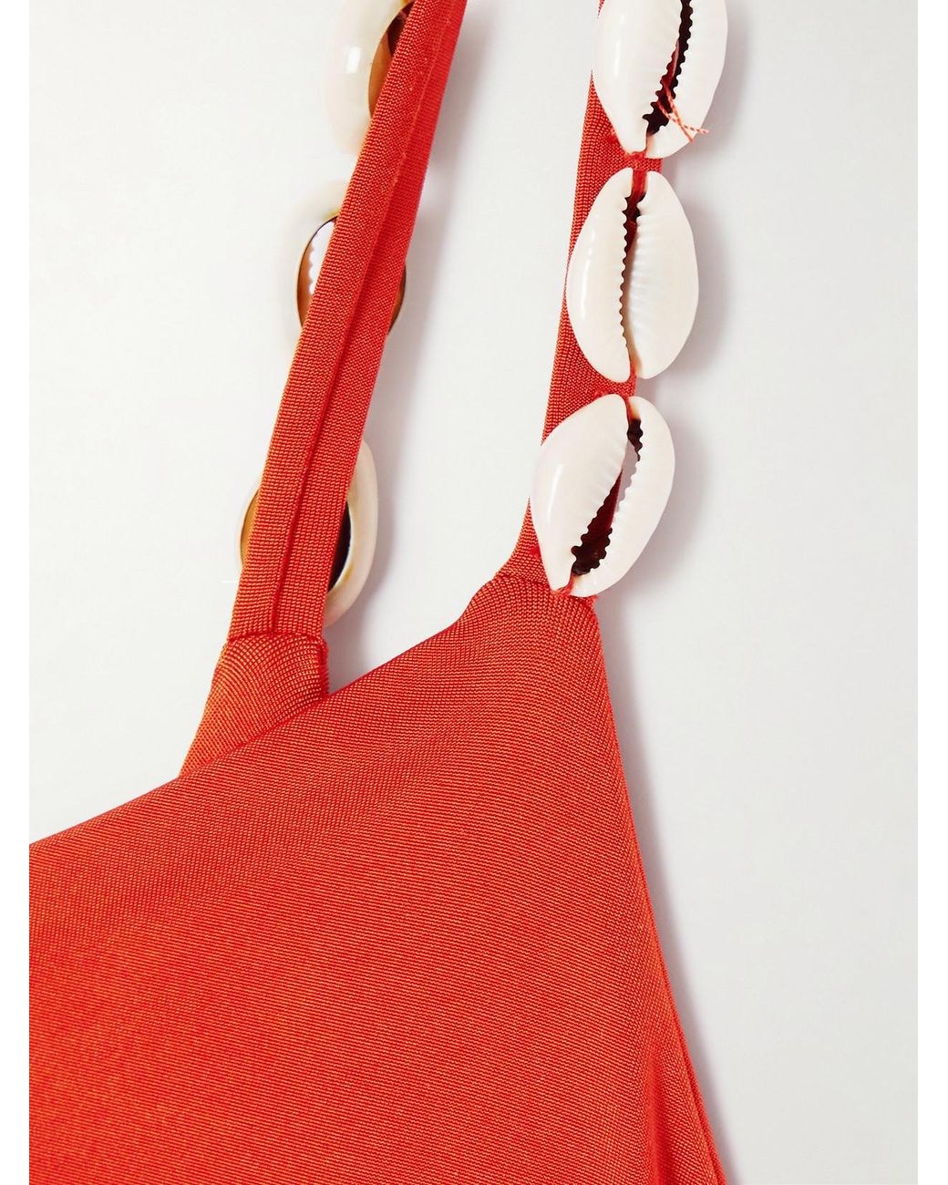 SARA CRISTINA Shell-Embellished Swimsuit in Red | Lyst