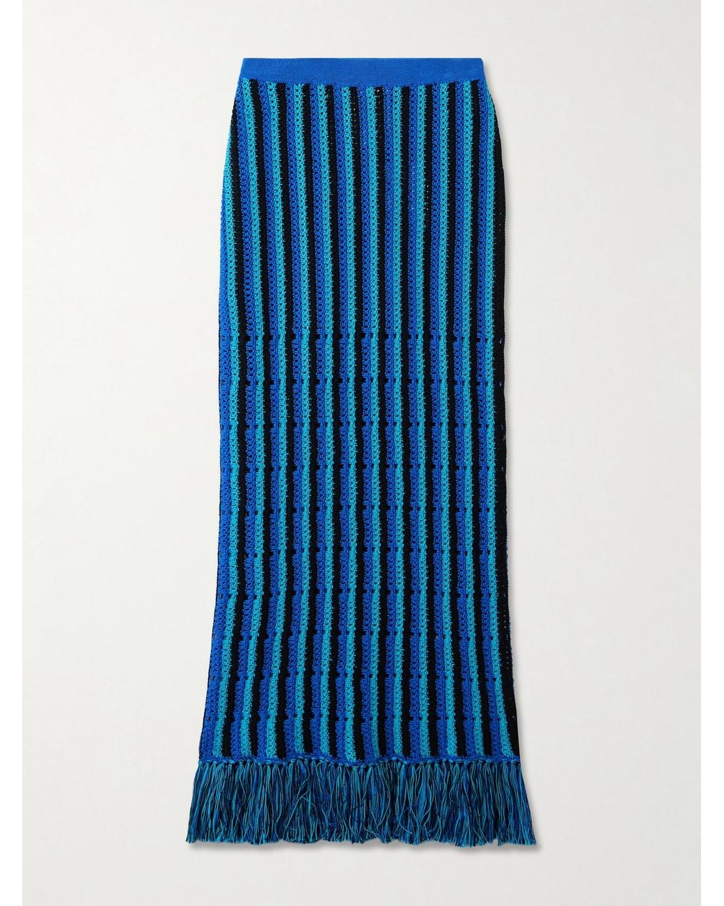 Escvdo Misti Tasseled Open-Knit Cotton Maxi Skirt in Blue | Lyst UK