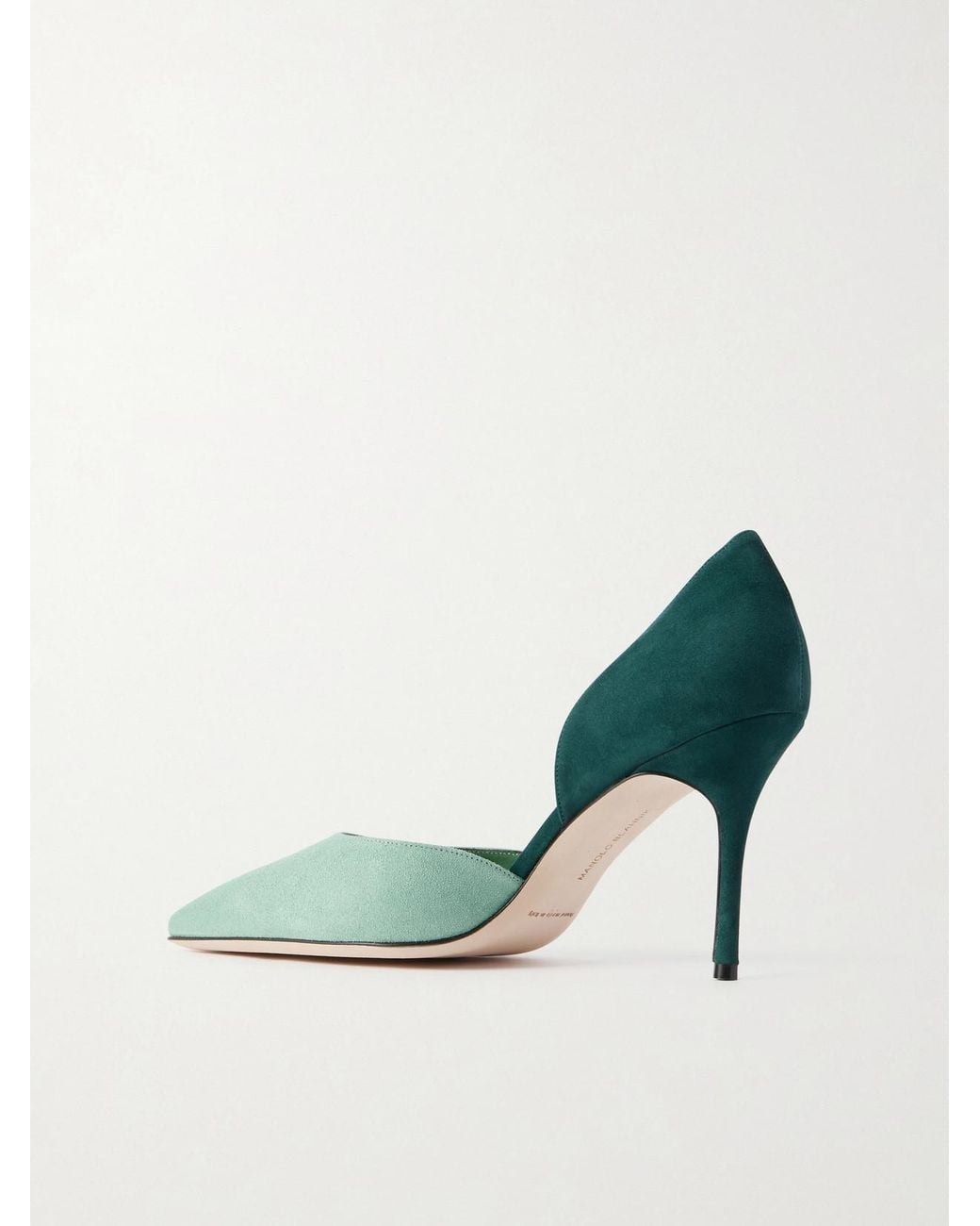 Manolo Blahnik Taylerbinu 90 Two-Tone Suede Pumps in Green | Lyst
