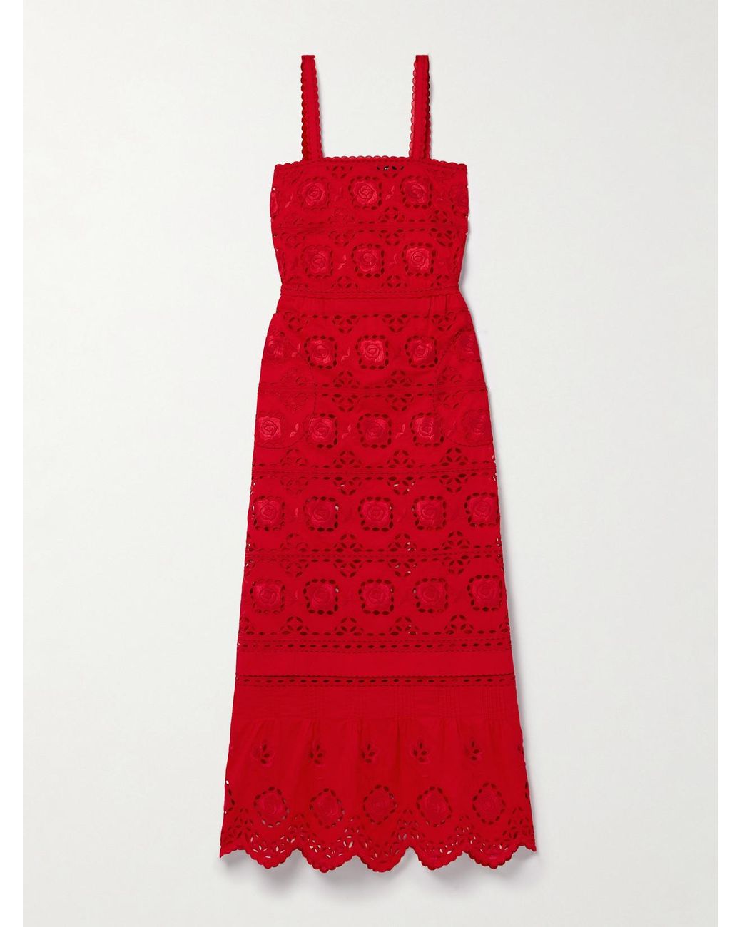 Vita Kin Grace Broderie Anglaise Cotton Maxi Dress in Red | Lyst