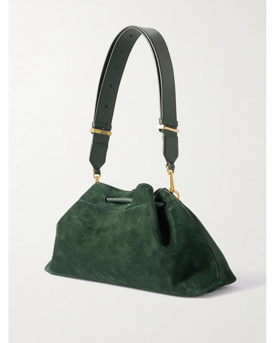 Jimmy Choo Cinch Medium Leather-Trimmed Suede Shoulder Bag in Green | Lyst