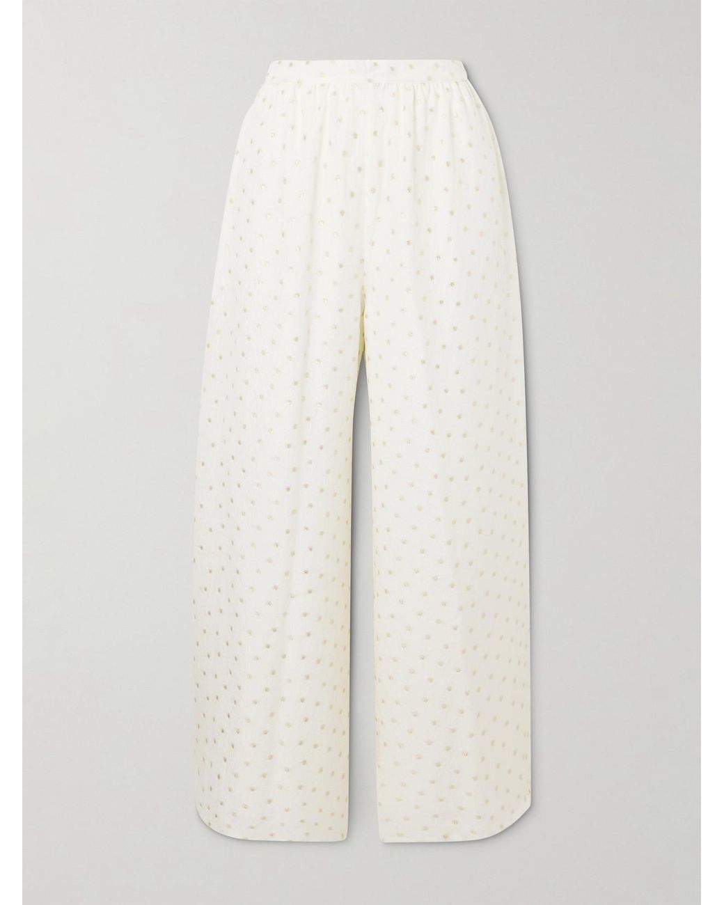 Eres Souhait Embroidered Metallic Silk-Blend Jacquard Wide-Leg Pants in ...