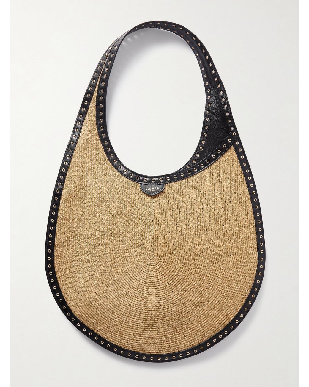 Alaïa One Piece Medium Embellished Leather-Trimmed Raffia Shoulder Bag ...