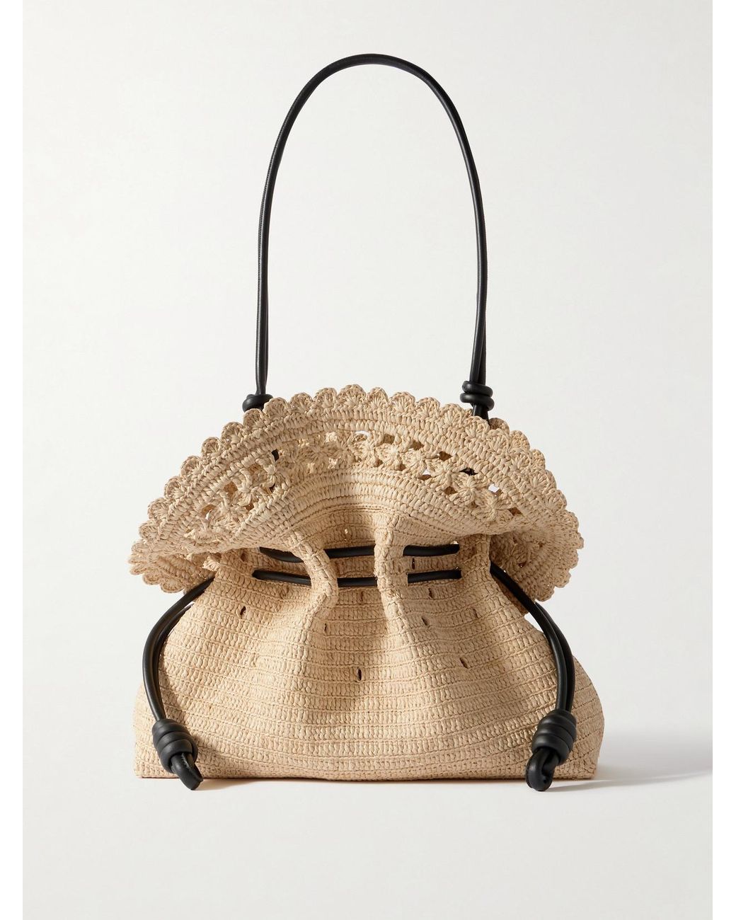 Loewe Paula's Ibiza Flamenco Leather-Trimmed Woven Raffia Shoulder Bag ...