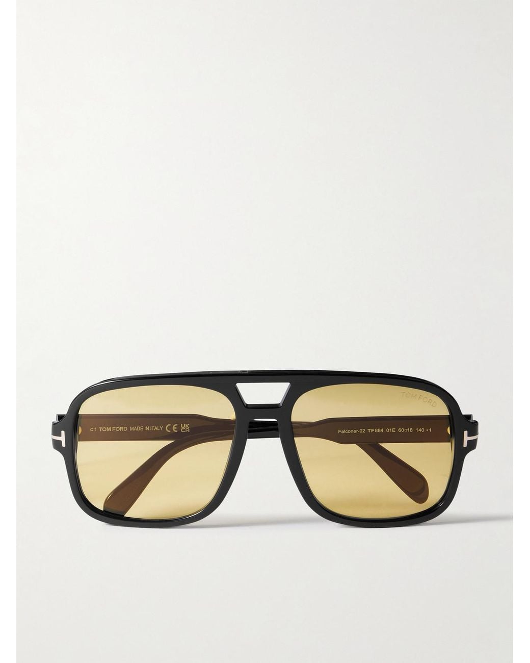 Tom Ford Falconer Aviator-Style Acetate And-Tone Sunglasses in Black | Lyst