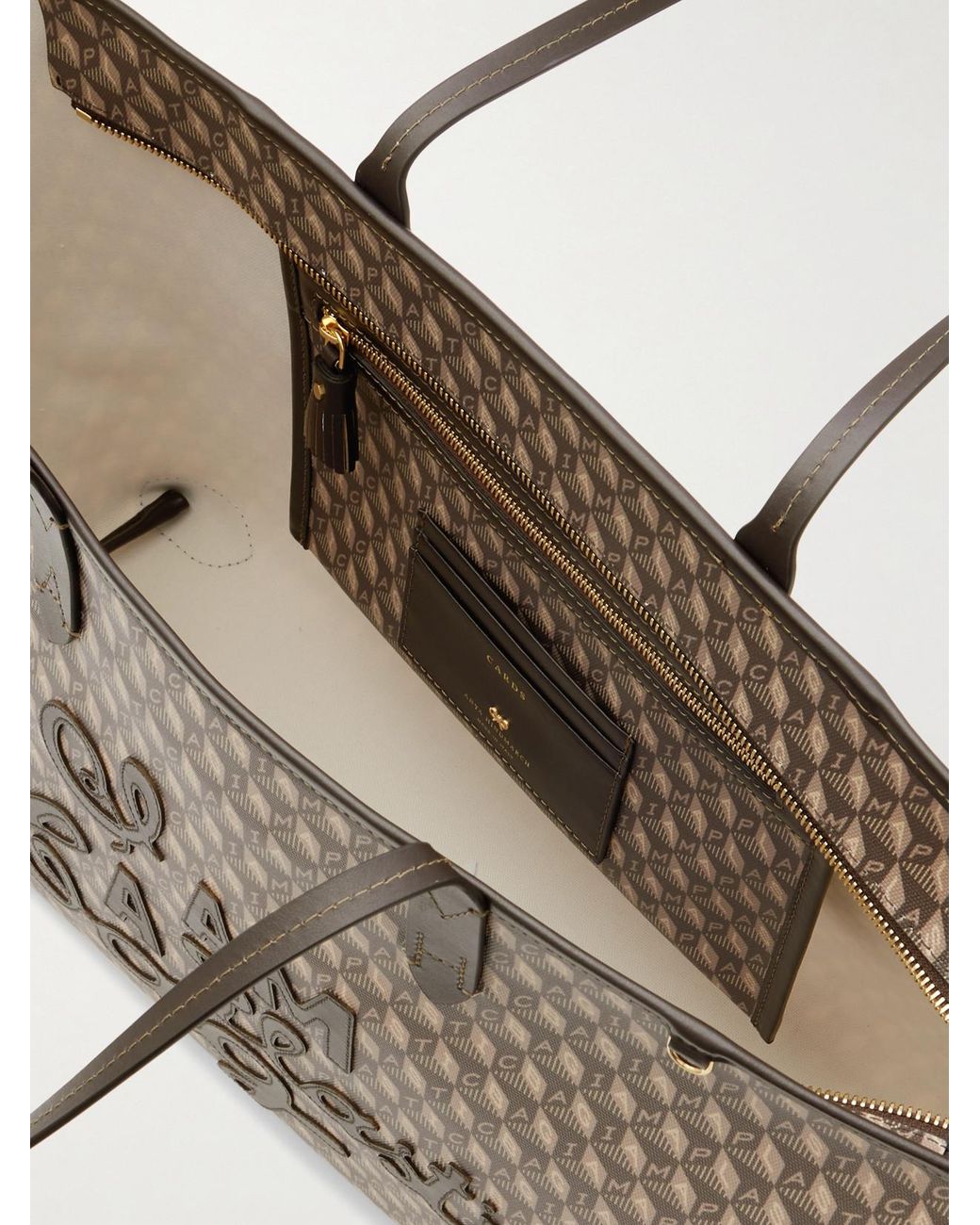 Anya Hindmarch I Am A Plastic Bag Leather-Trimmed Coated-Canvas Tote in ...