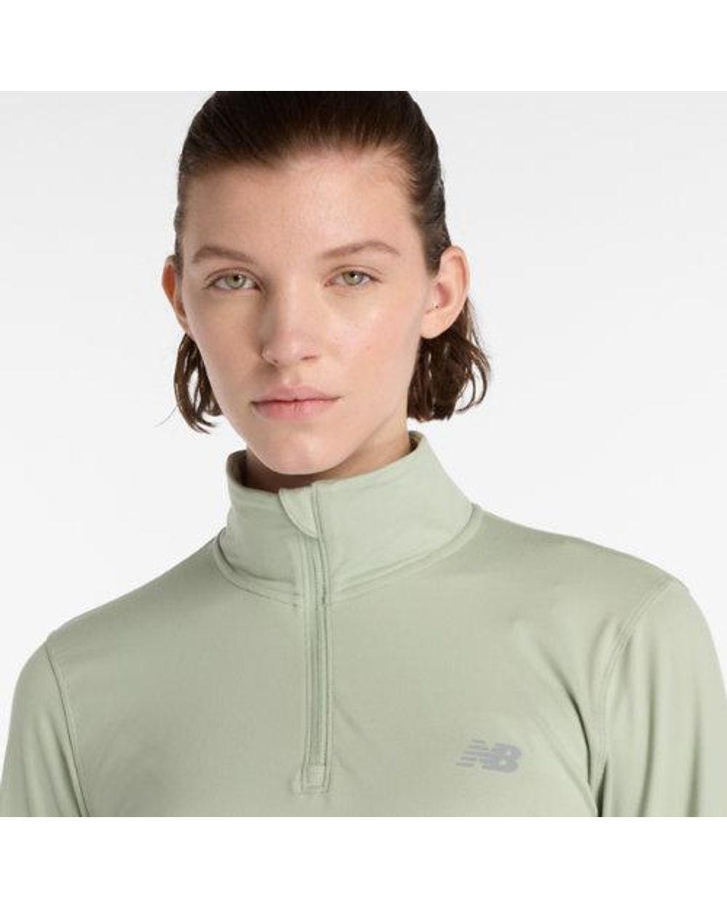 New Balance Sport Essentials Space Dye 1/4 Zip in Green | Lyst UK