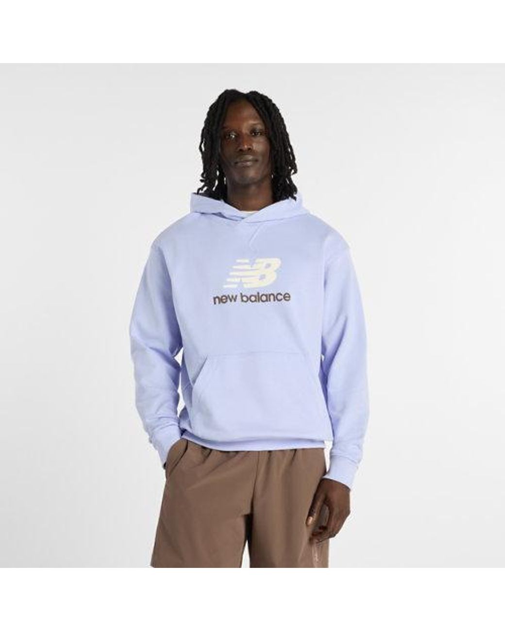 New Balance Athletics French Terry Logo Hoodie in Blue for Men | Lyst