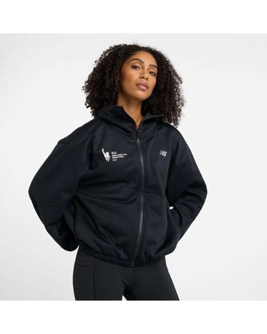 New Balance Nyc Marathon Performance Fleece Full Zip in Black | Lyst