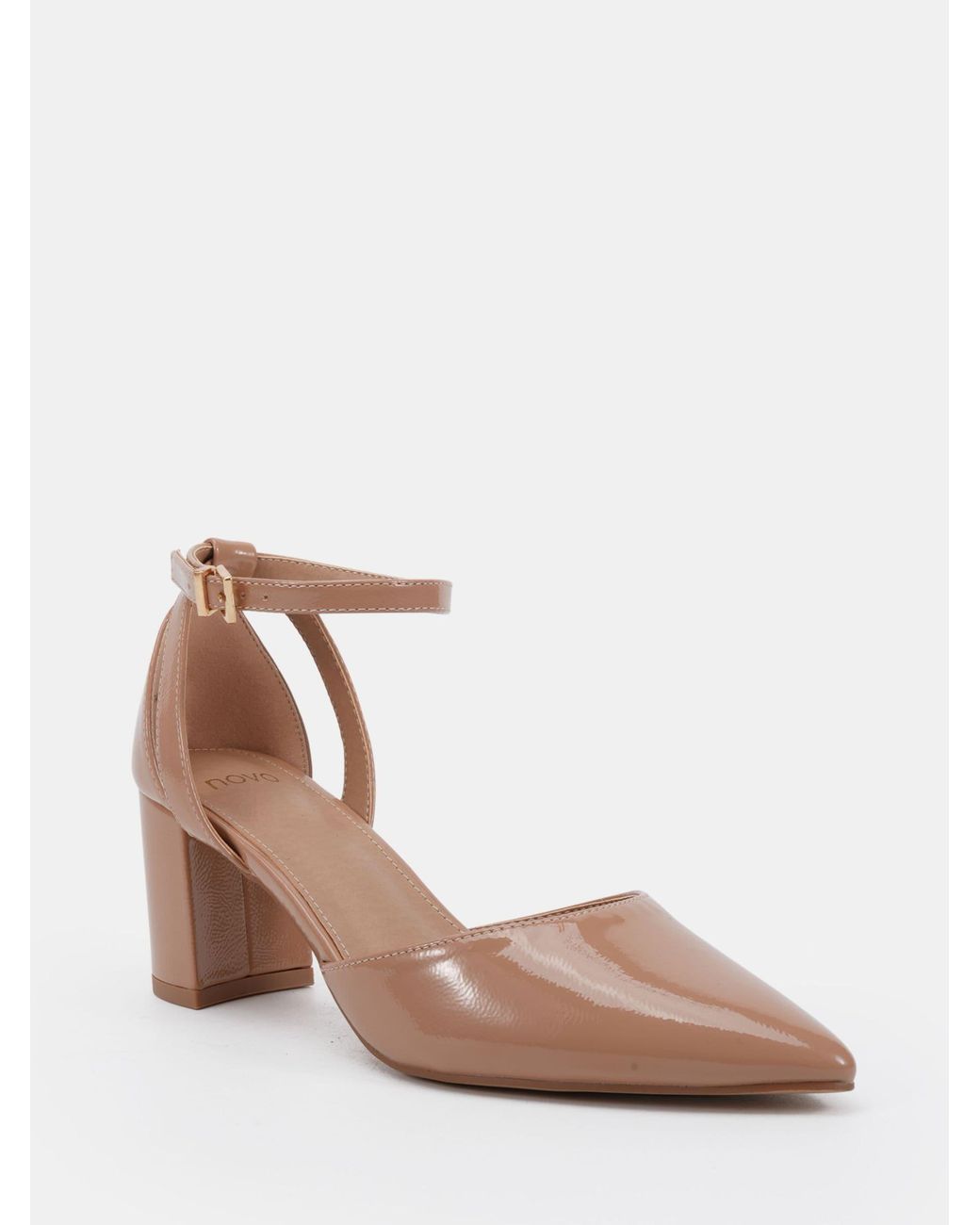 Novo Wide Fit Imelda Two Part Block Heel Court Shoes in Pink | Lyst