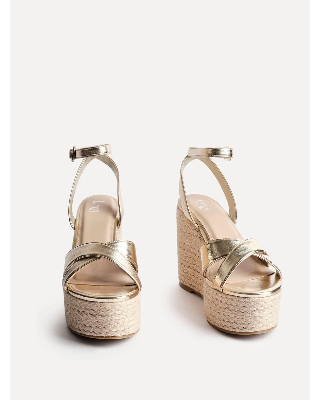 Linzi Tahiti Cross-Over Front Wedges in Orange | Lyst